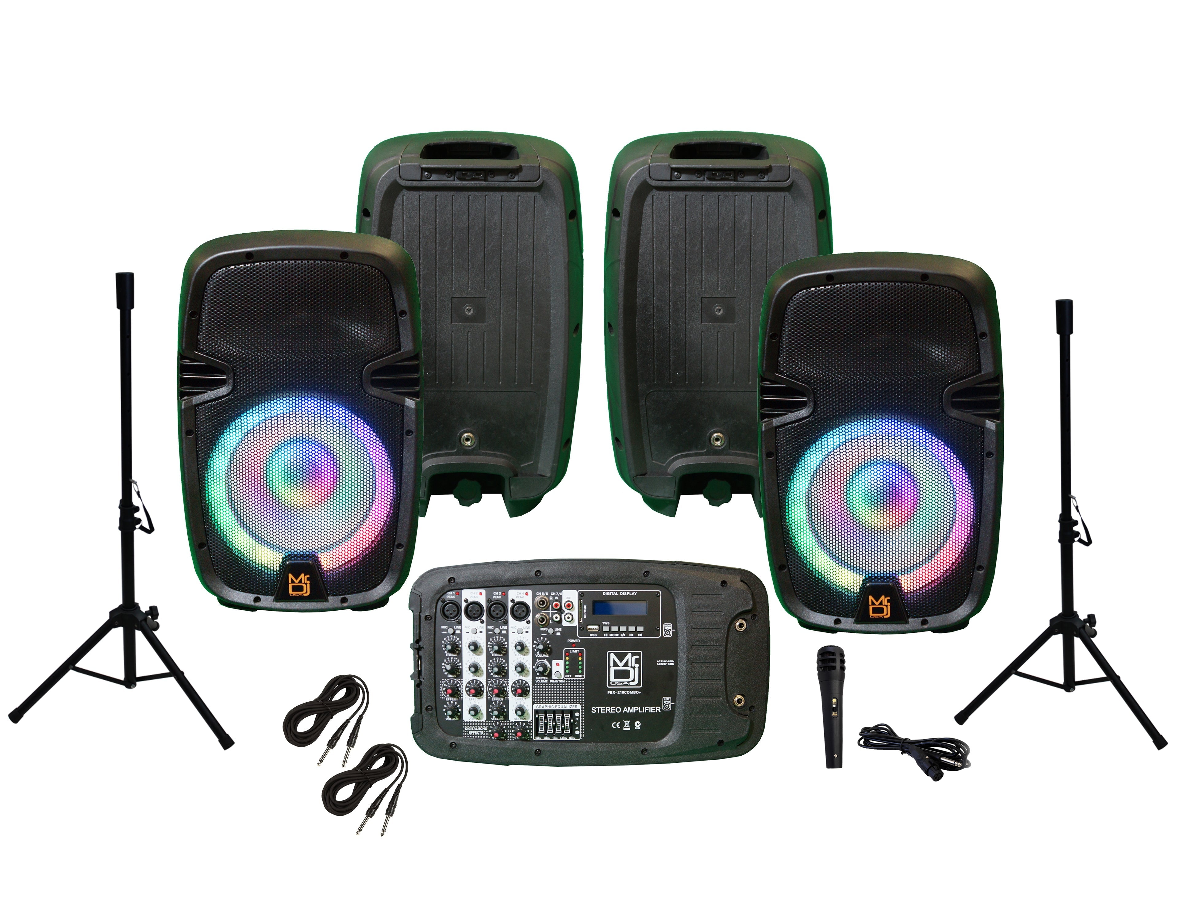 MR DJ PBX210COMBO+ Portable all in One Personal PRO PA/DJ KTV System 2X 10" 3000W Active Speaker ...