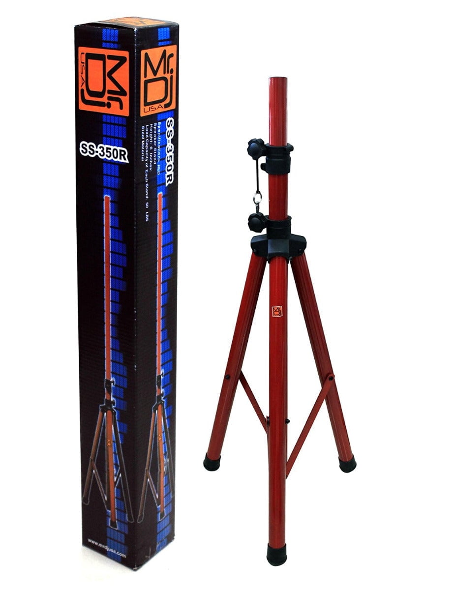 MR DJ SS350R Speaker Stand Universal Red Heavy Duty Folding Tripod PRO ...