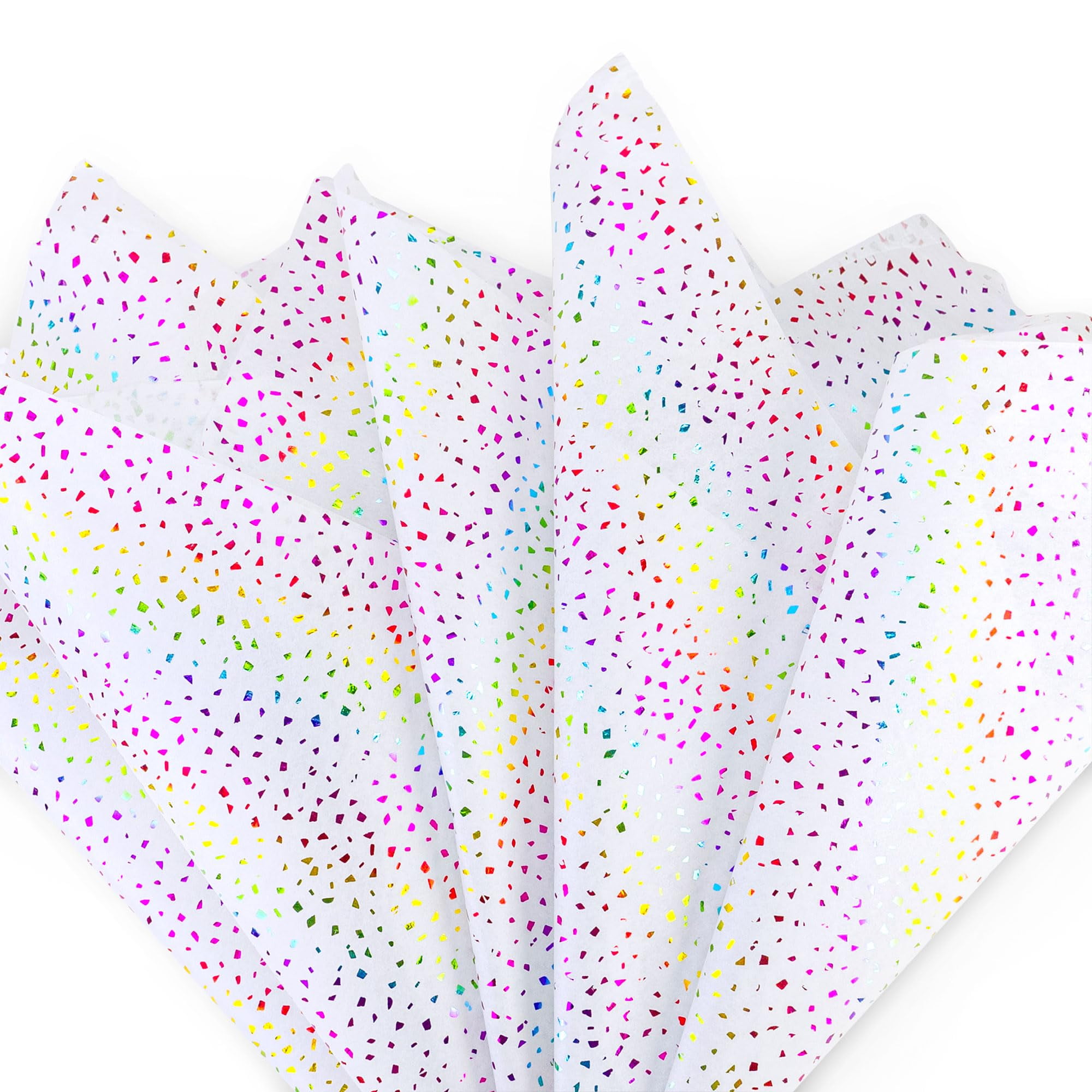MR FIVE 10 Sheets TSF6 20" x 28" White Rainbow Glitter Tissue Paper ...