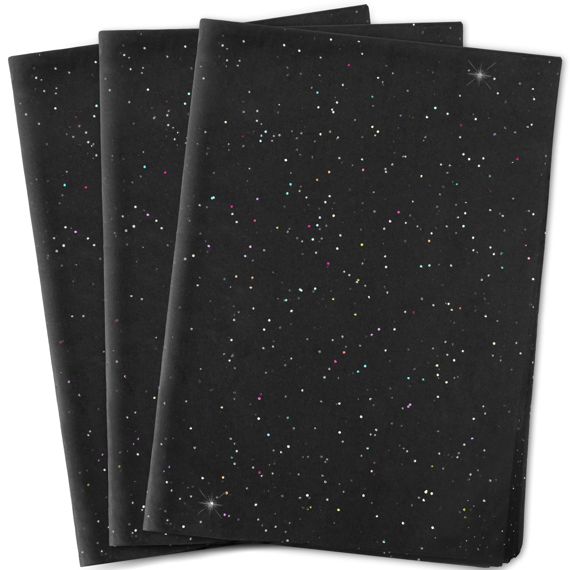 MR FIVE 50 Sheets 20" x BSL1 28" Black Glitter Tissue Paper Bulk,Black ...