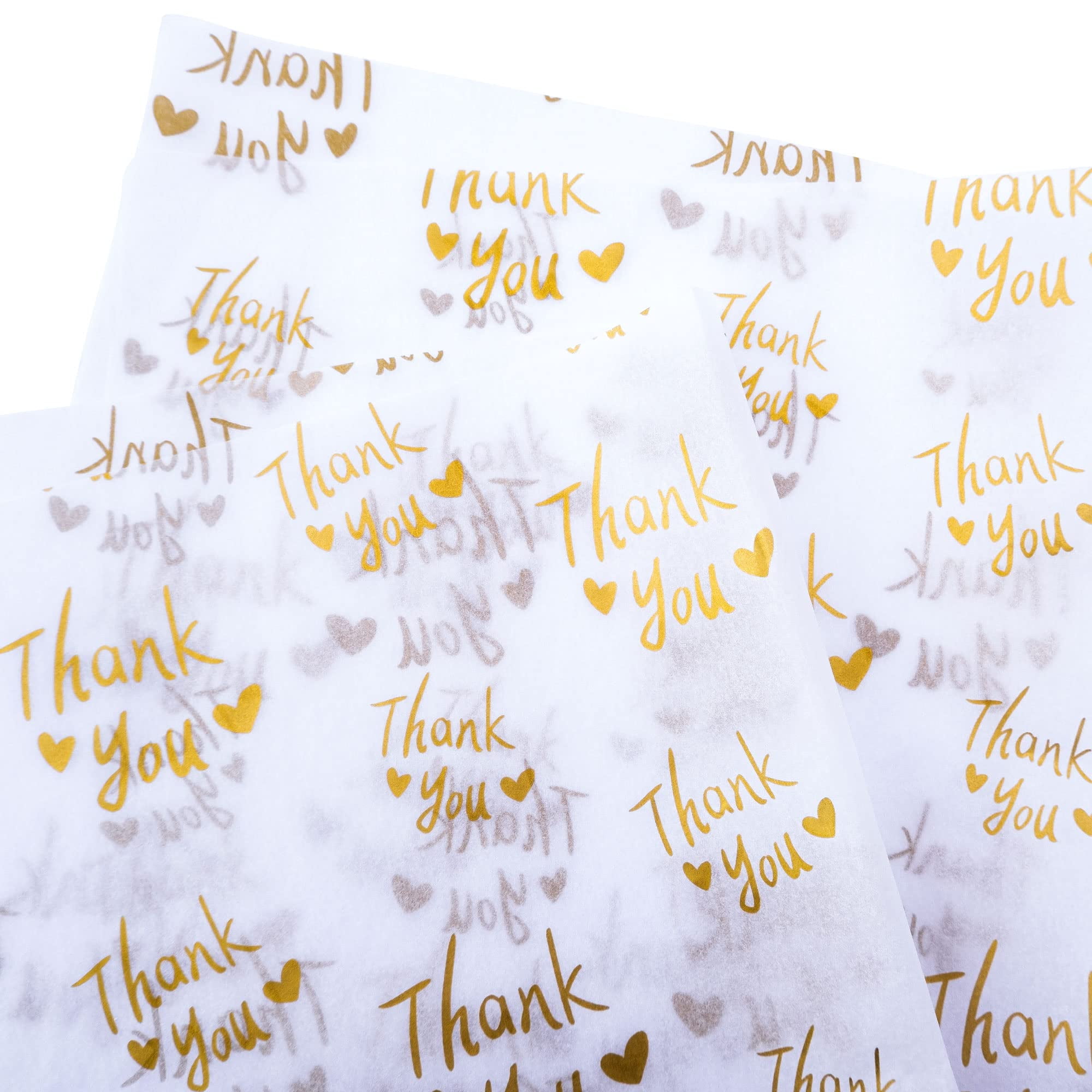 MR FIVE 50 Sheets White with Metallic Gold Thank You Tissue Paper Bulk ...