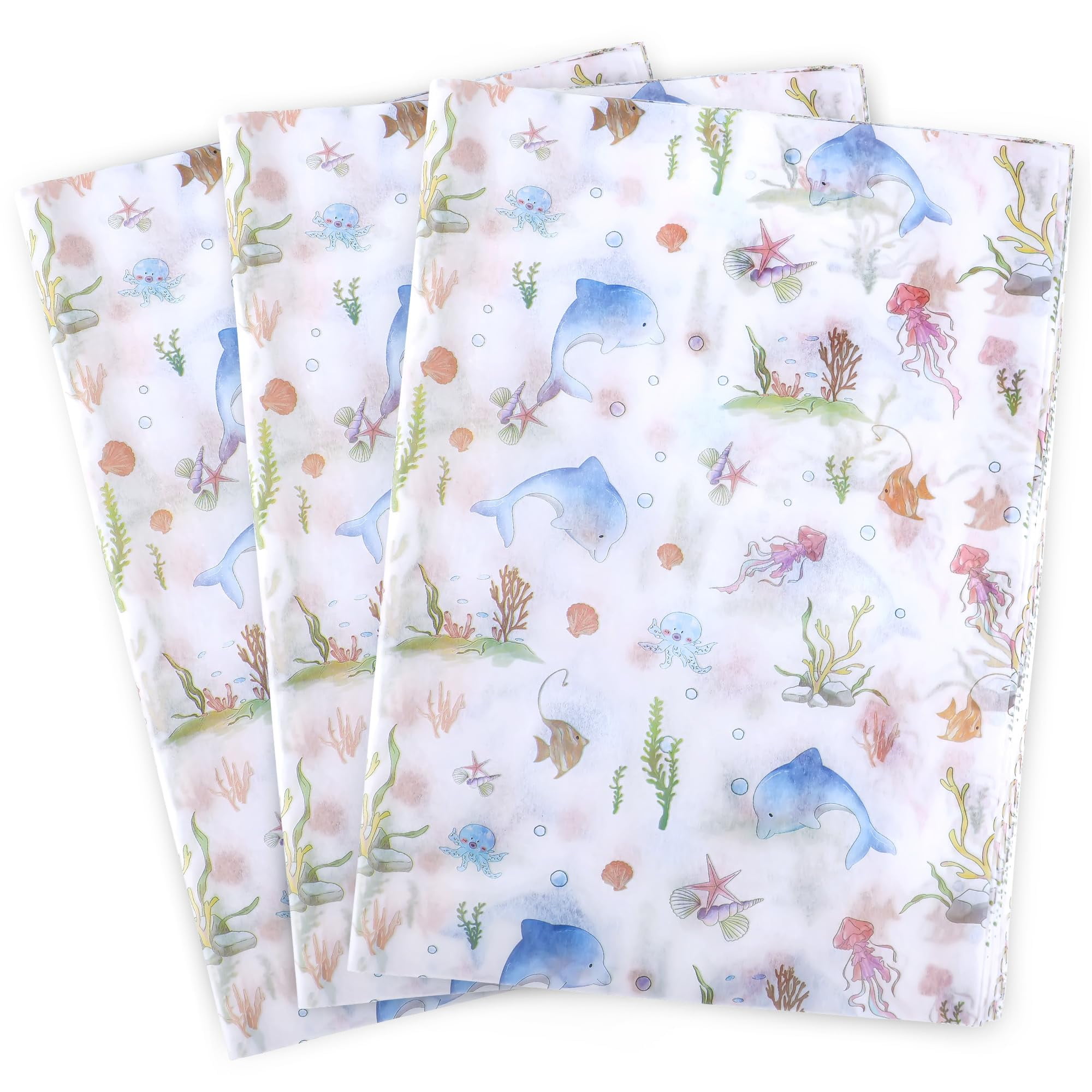 MR FIVE 60 Sheets Ocean Tissue Paper Bulk,14" x 20",Sea Shell Starfish ...