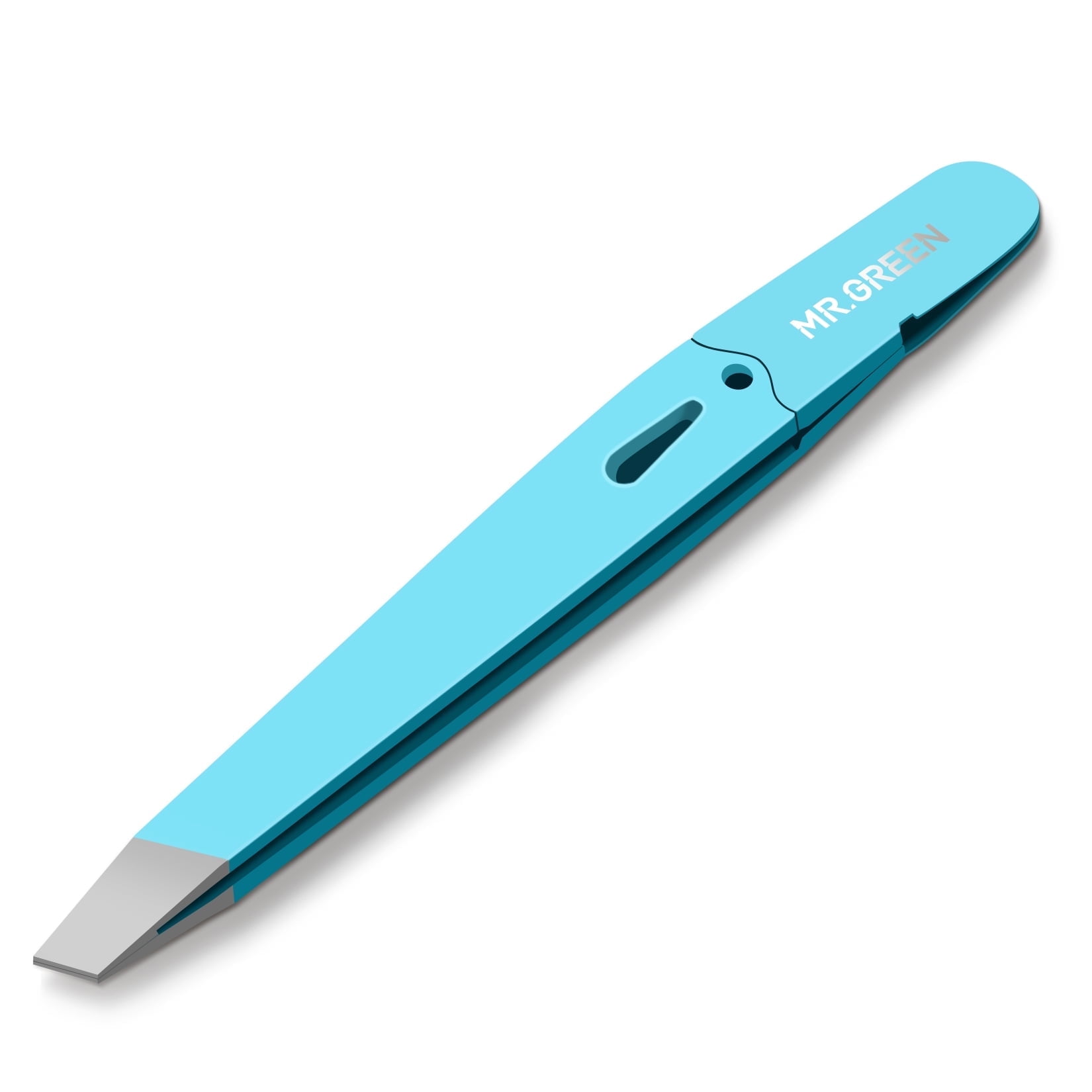 MrGreen Stainless Steel Slant Tweezers, Blue, For Facial Hairs ...