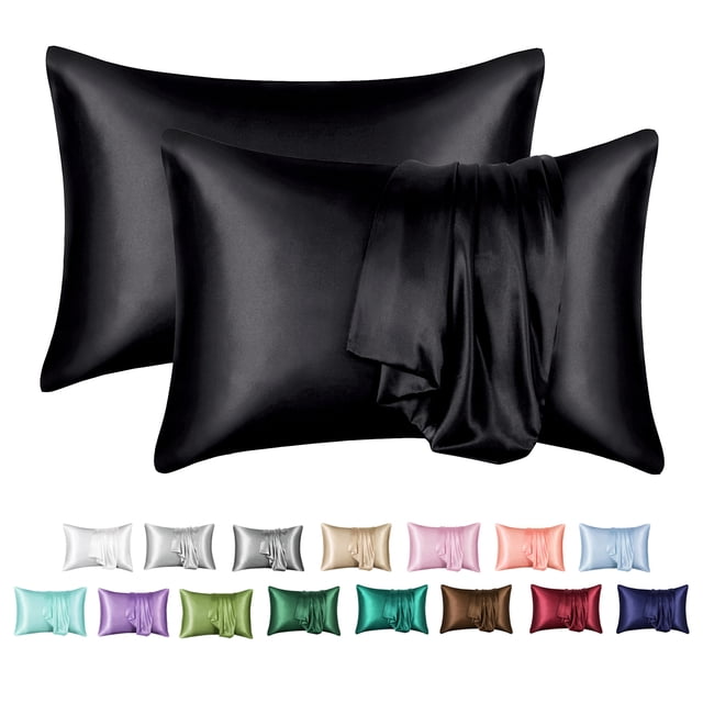 MR&HM Cool Silk Satin Pillow Case, 2 Pack Queen Size for Hair and Skin ...