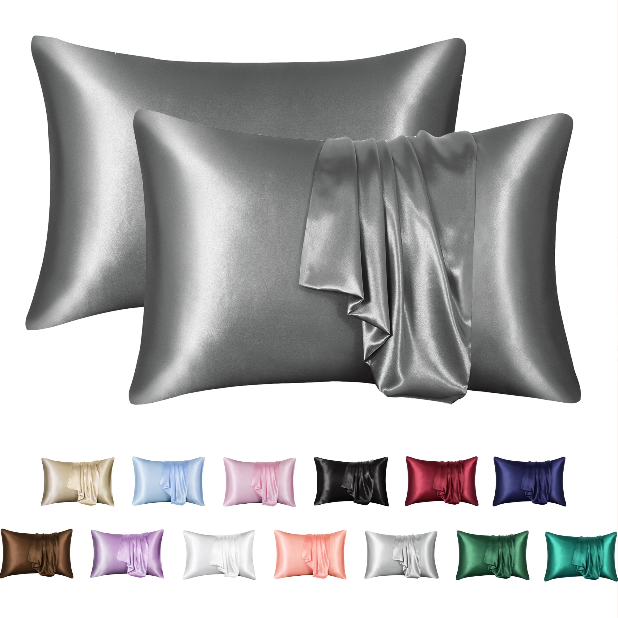 MR&HM 2 Pack Satin Queen Pillowcase, Silky Soft, Cool Touch for Hair ...