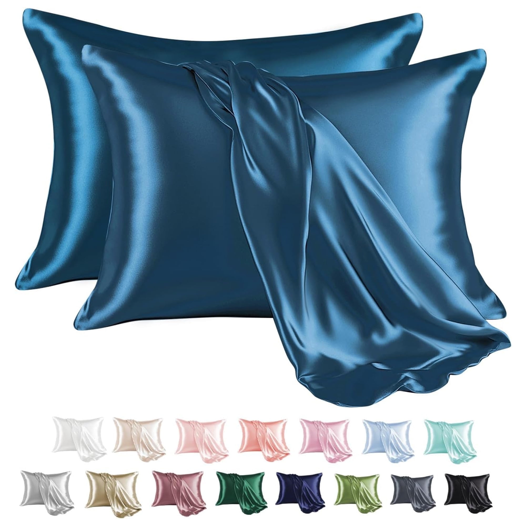 MR&HM Satin Pillow Case Set Pack of 2, Silky Envelope Design ...