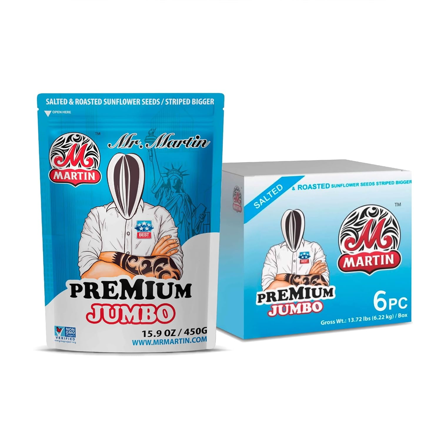 MR. MARTIN Premium Jumbo Salted Sunflower Seeds To Eat Roasted Keto ...