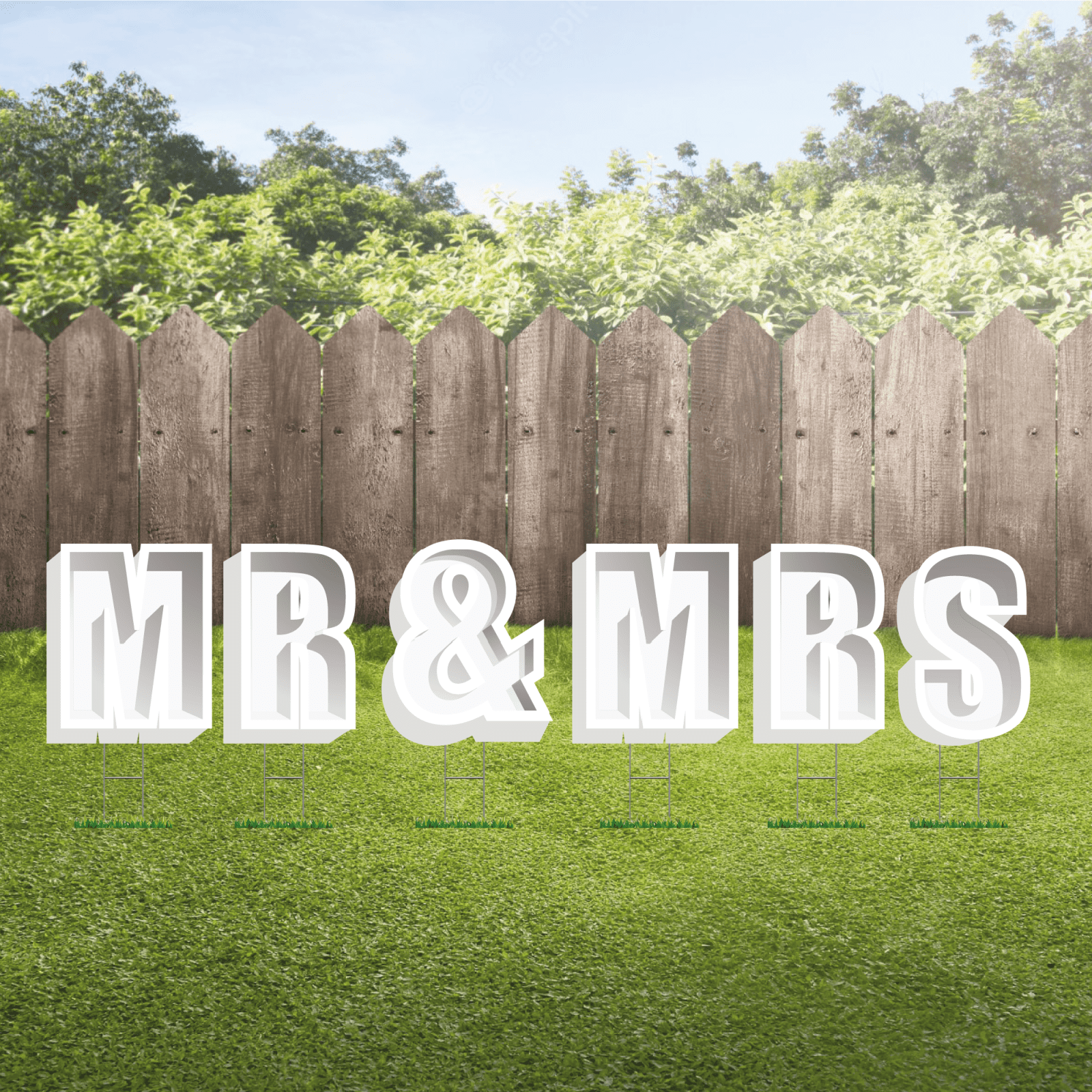 MR & MRS 24" White Tall Elegant Shadow Box Yard Letters Yard Signs ...