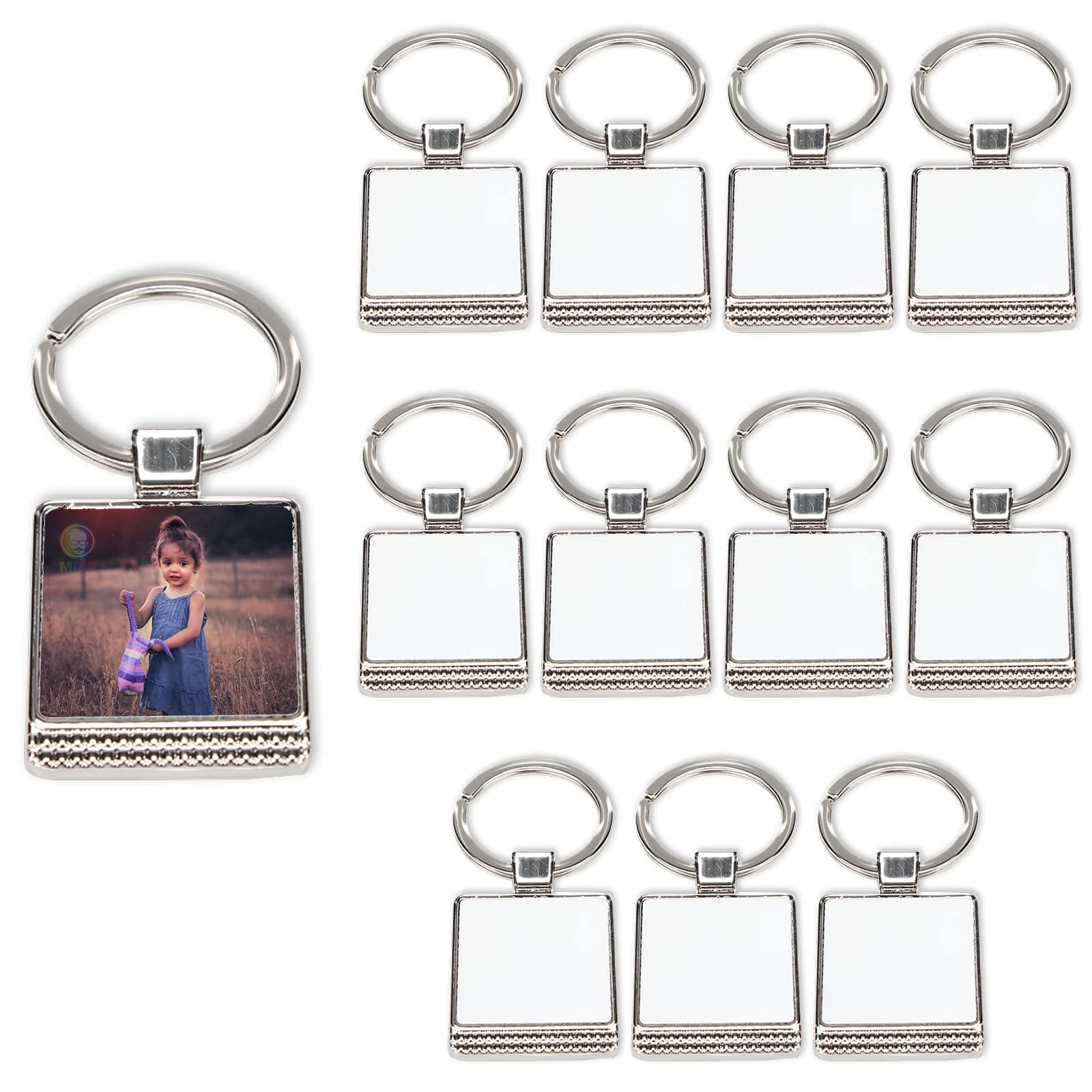MR.R 12 Pieces Sublimation Metal Keychain, Sublimation Keychain Blanks ...