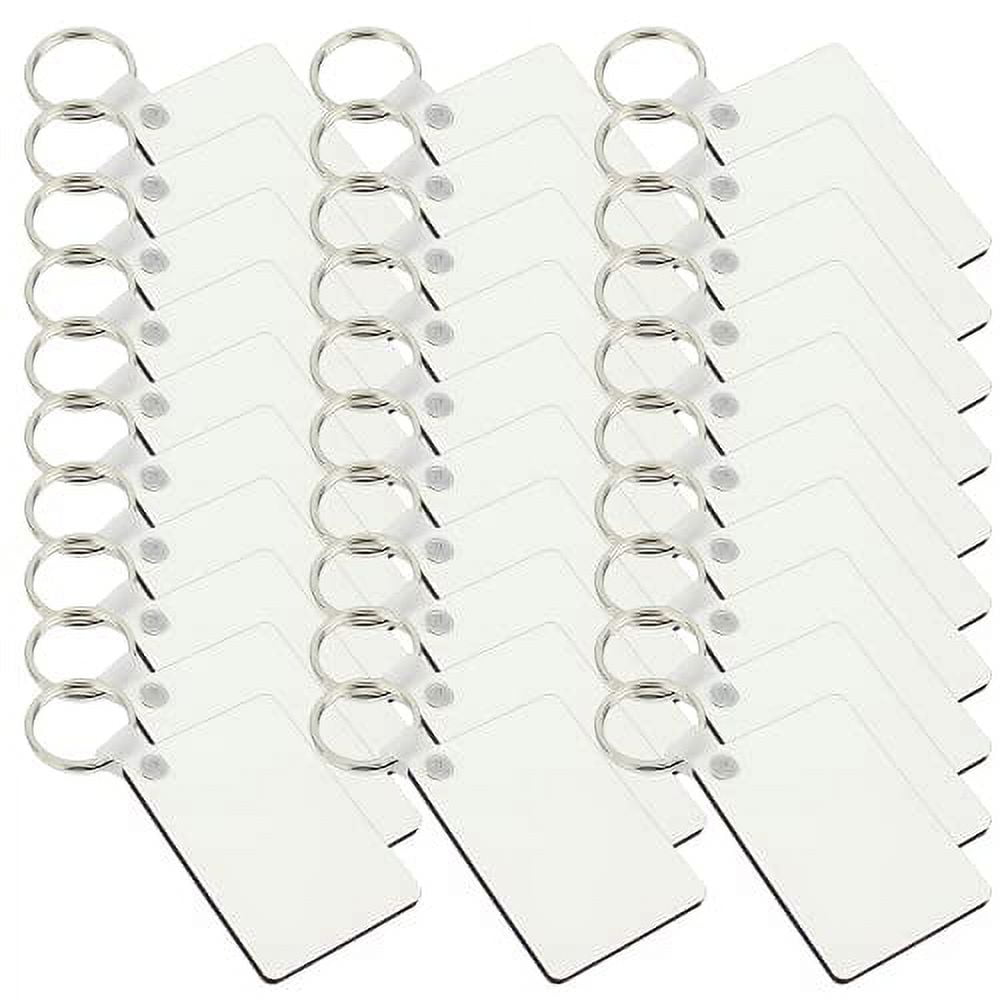 MR.R 30pcs Double-Sided MDF Keychain DIY, Rectangle Keyring for Heat ...
