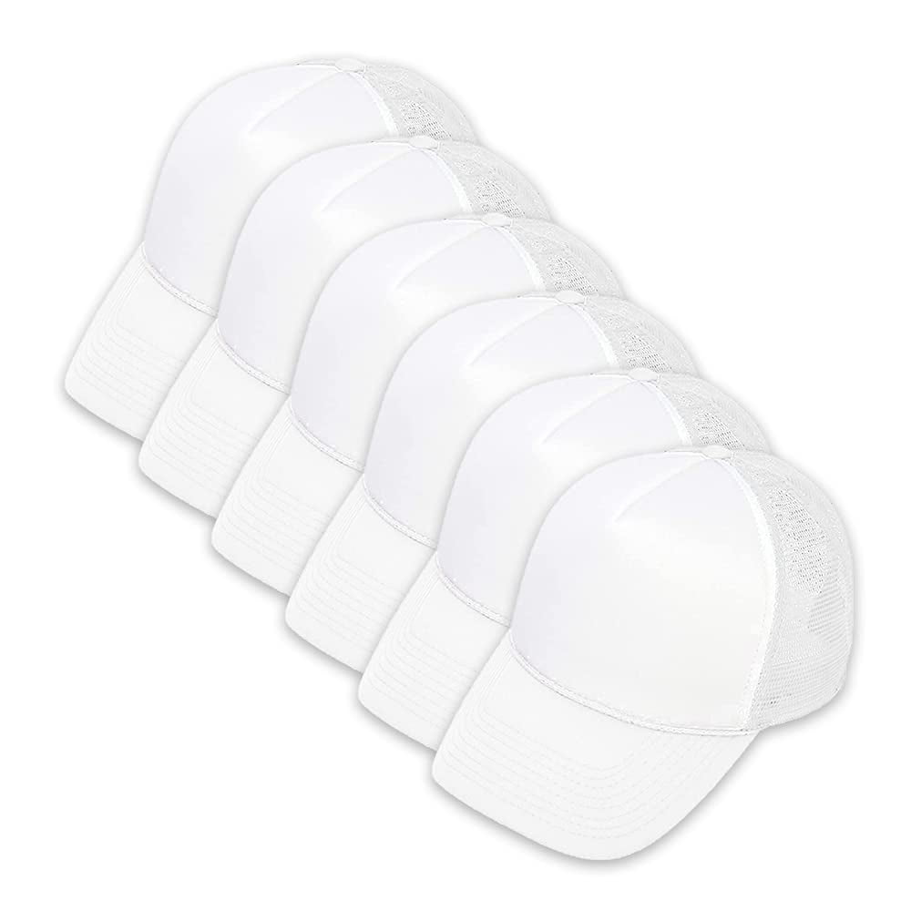 MR.R 6 Pack Sublimation Blanks White Mesh Trucker Polyester Cap, Two ...