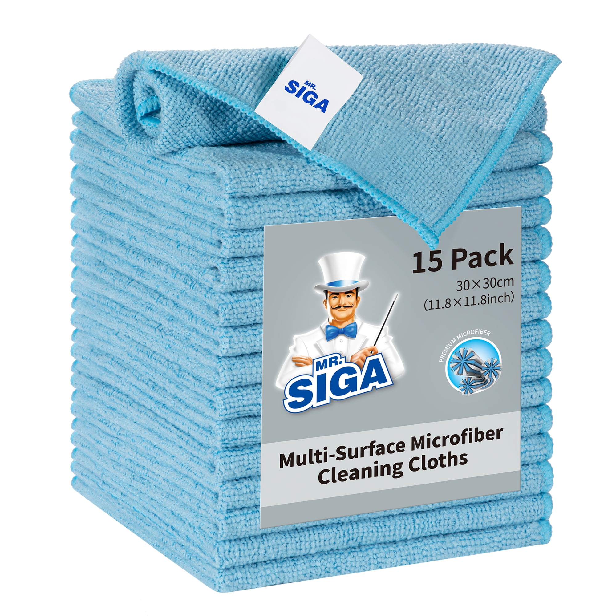 MR.SIGA Microfiber Cleaning Cloth, 30 x 30 cm, All-Purpose Sky Blue ...