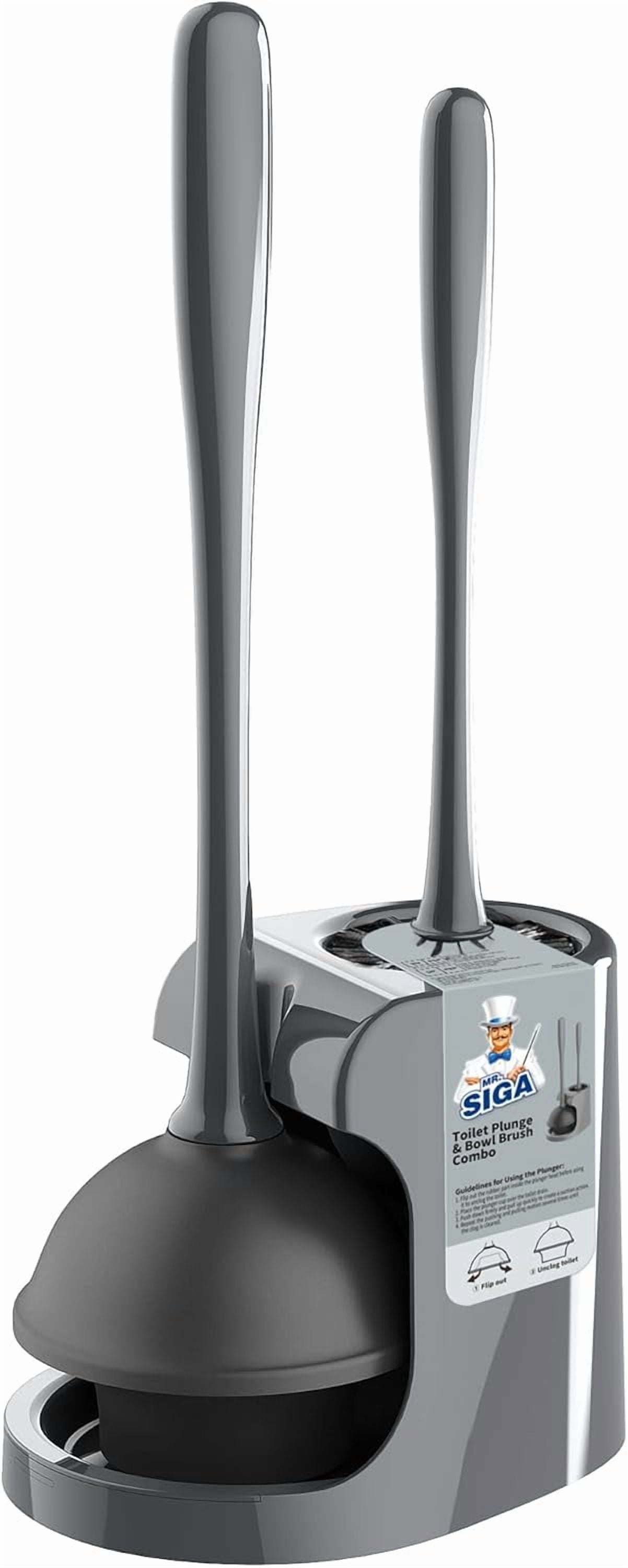 MR.SIGA Toilet Plunger and Bowl Brush Combo for Bathroom Cleaning ...