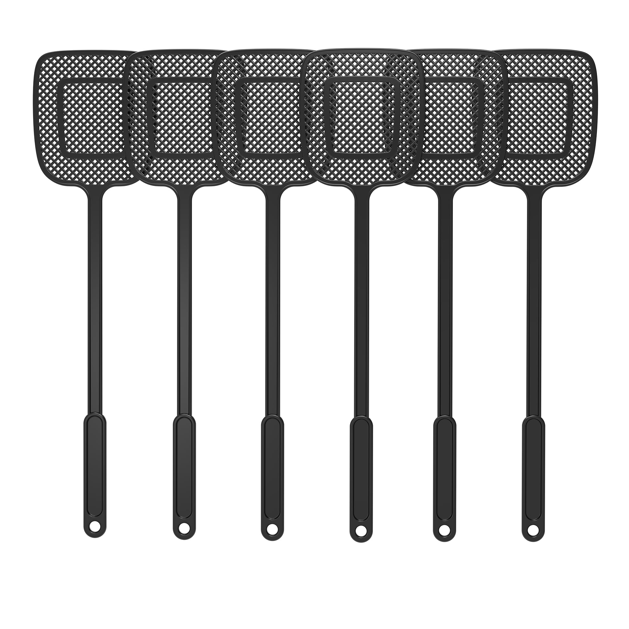 MR.SIGA Heavy Duty Fly Swatter, Long Handle, Black, Pack of 6, 17 inch ...