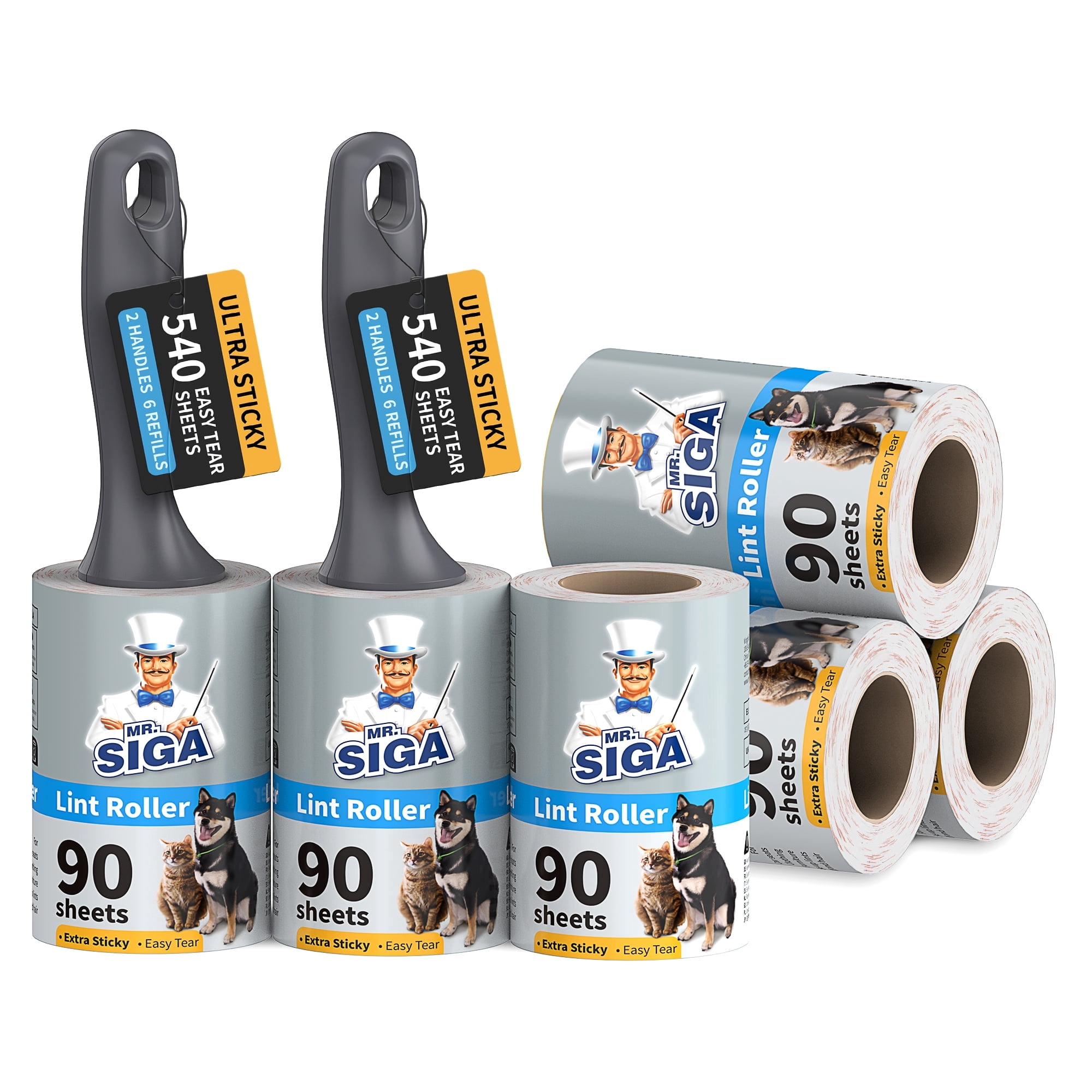 MR.SIGA Lint Rollers for Pet Hair Extra Sticky, 540 Sheets, Lint ...