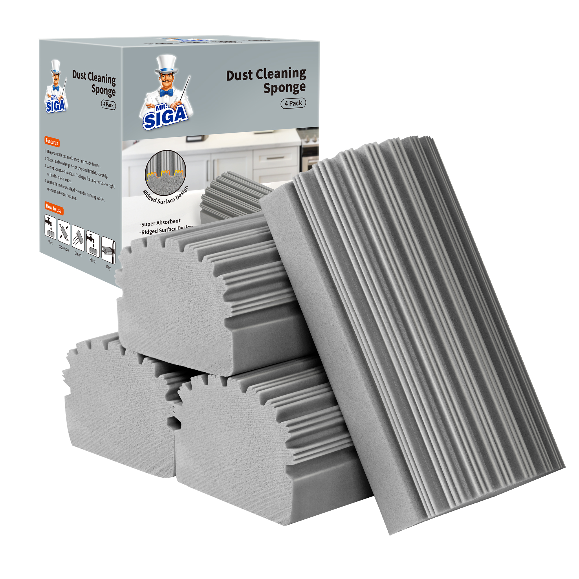 Scrub Daddy Damp Duster, Magical Dust Cleaning Sponge, Duster for ...