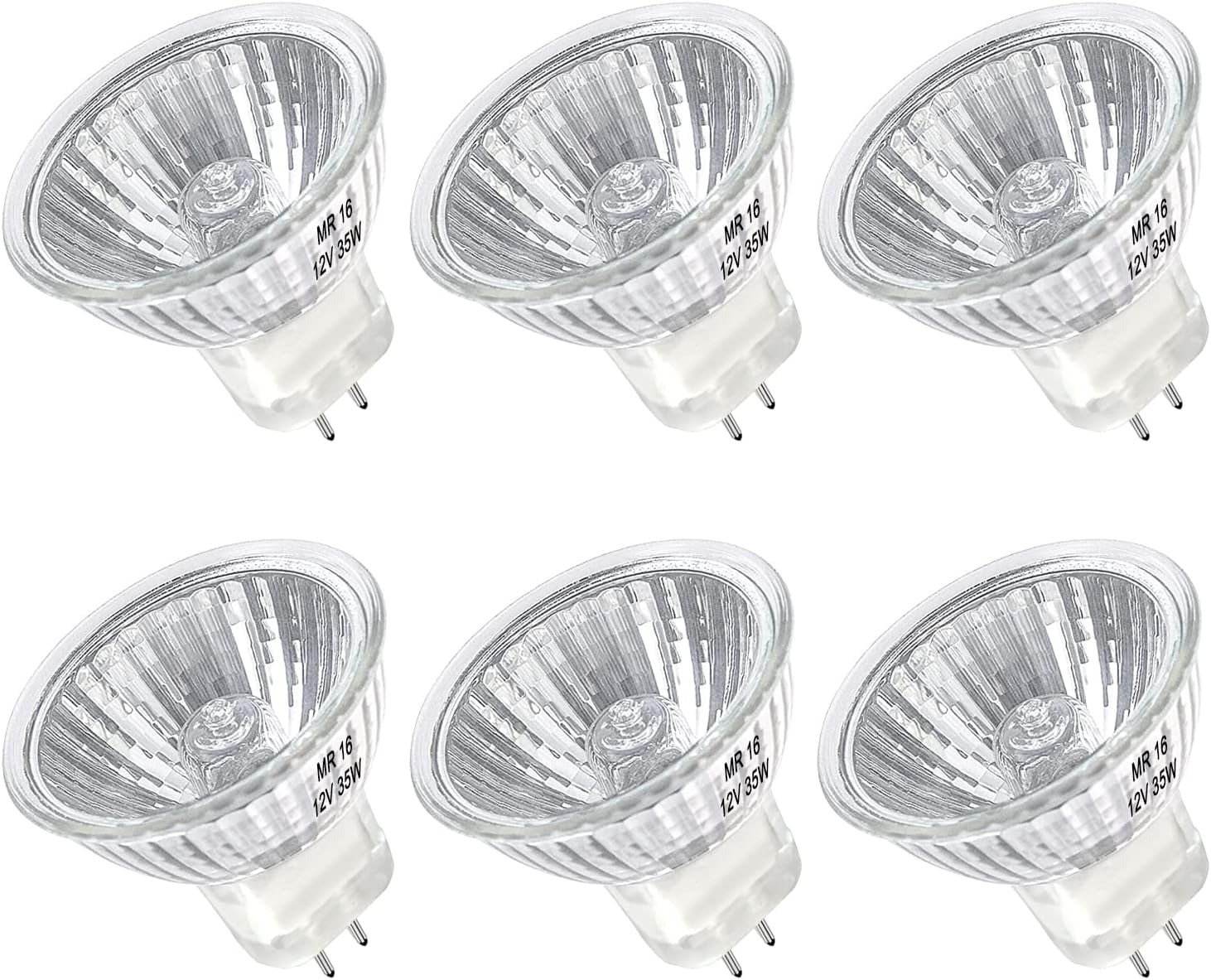 MR16 Halogen Bulb 35W Dimmable 12V GU5.3 Bi-pin Base Spotlight with Long Lifespan, 6 Pack MR16 ...