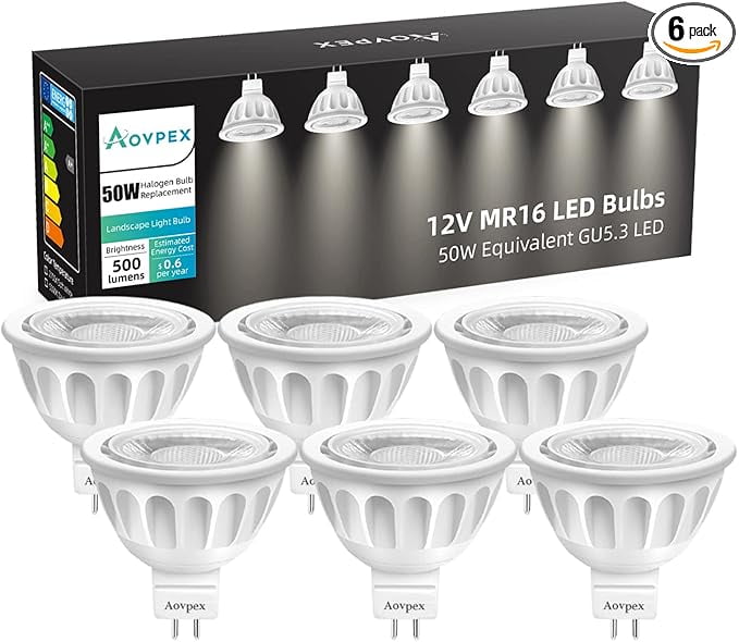 MR16 LED Bulb 6Pack,12V 5W(50W Halogen Replacement),2700K Warm White ...