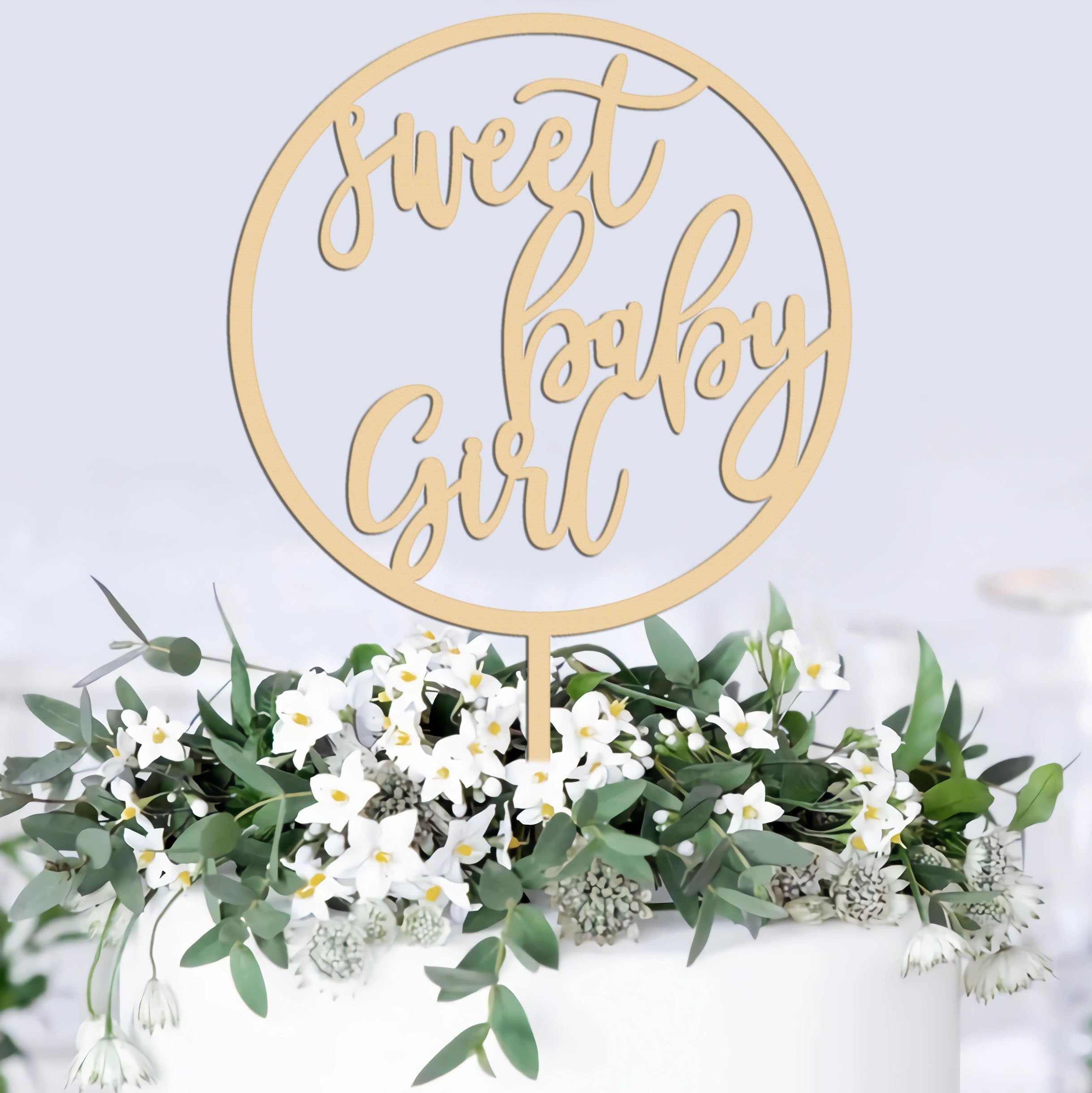 MRAPPY Sweet Baby TWE5 Girl Cake Topper - Wooden Baby Shower Cake ...