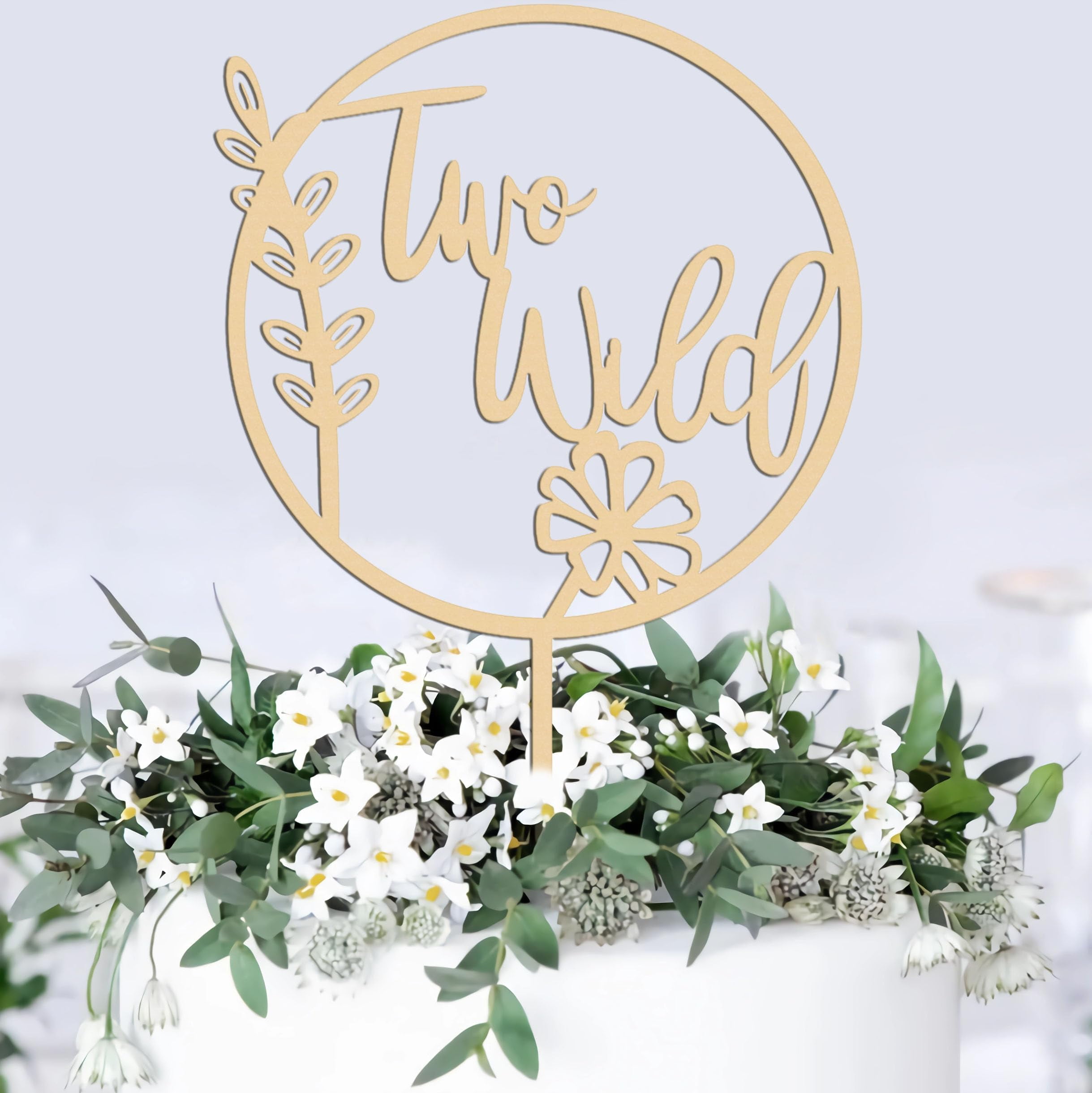 MRAPPY Two Wild Flower Cake Topper ITL1 - Rustic Wood Two Cake Topper ...