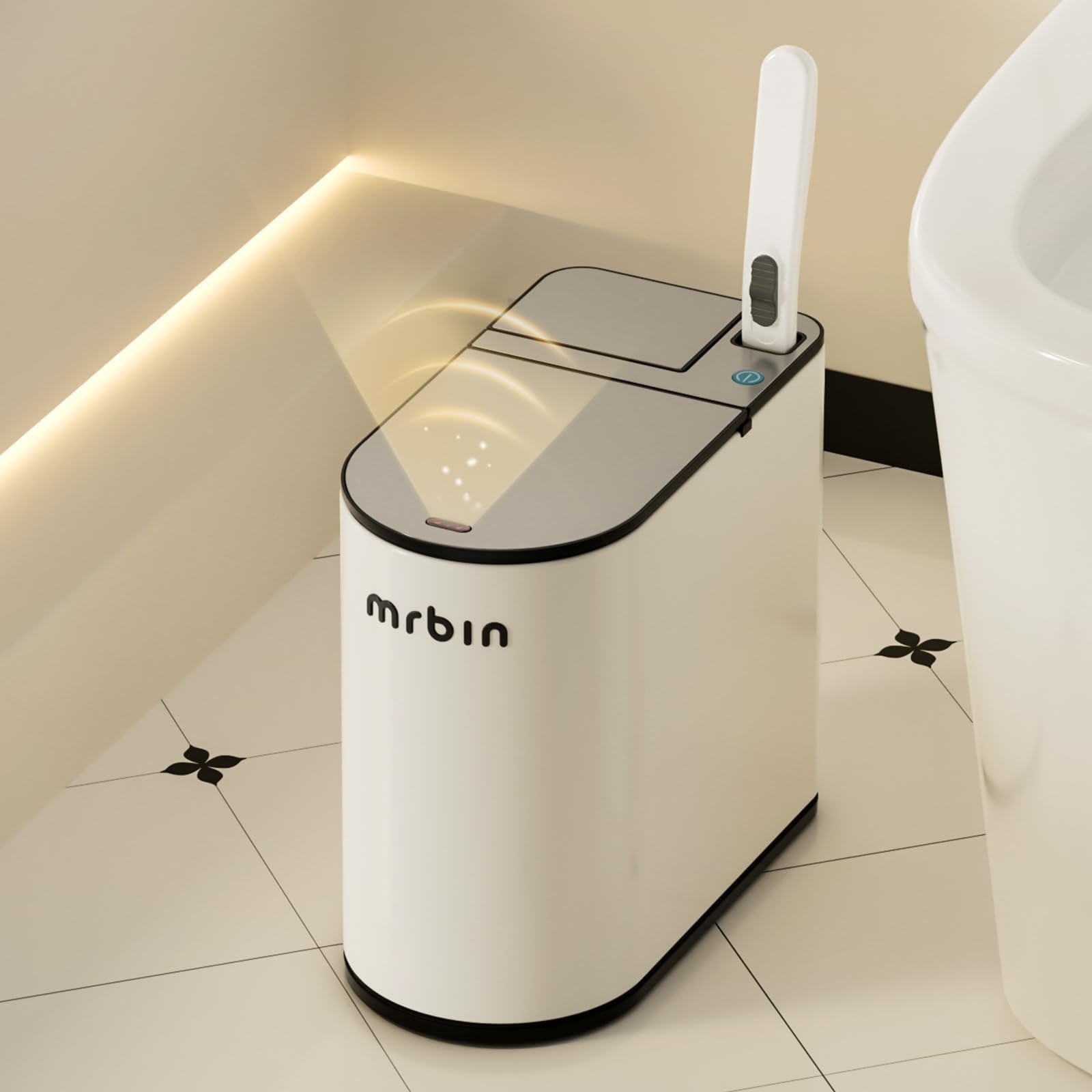 MRBIN Motion Sensor Bathroom Trash Can and Disposable Toilet Brush ...