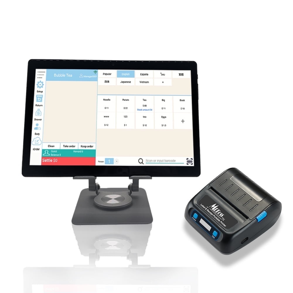 MRBOSS Mobile POS Cash Register 10.1” Tablet 3" 80mm Receipt Printer ...