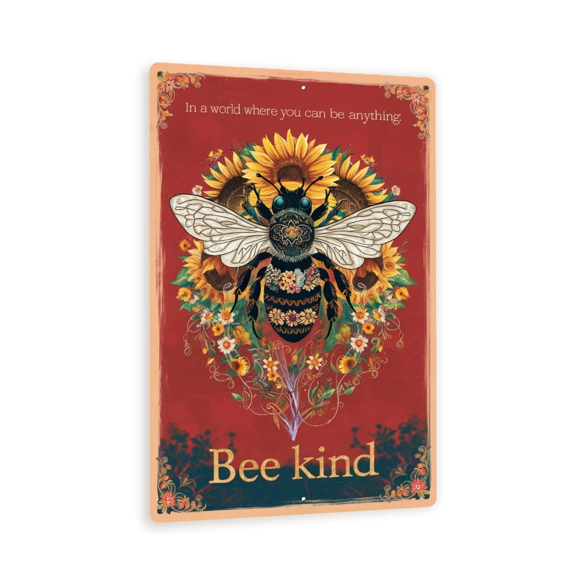 MRC Wood Products Bee Kind Poster - Vibrant Floral Design with ...