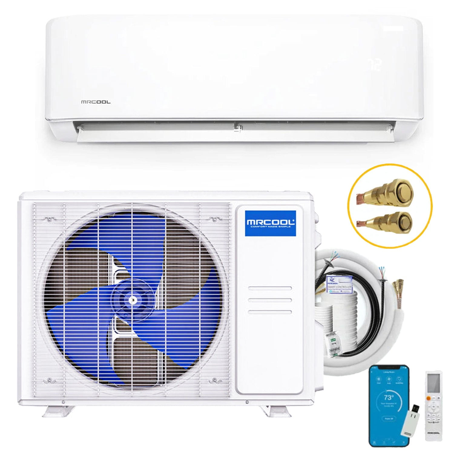 MRCOOL DIY 5th Gen 9000 BTU 115V Ductless Mini Split Heat Pump AC - 25 Ft Line Set, WiFi, Easy ...