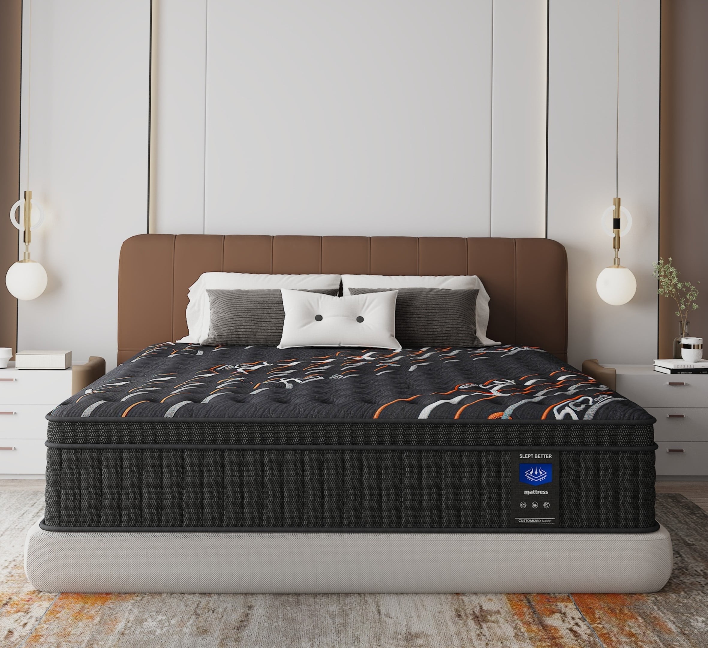 MRH 10 Twin All Black Mattress Cooling Gel Memory Foam Hybrid Mattress Medium Firm Breathable ...