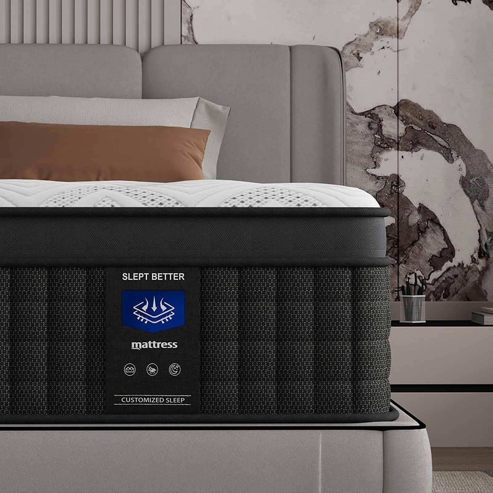 MR Mattress King 12 Inch Euro Top Mattress in a Box Memory Foam Hybrid ...