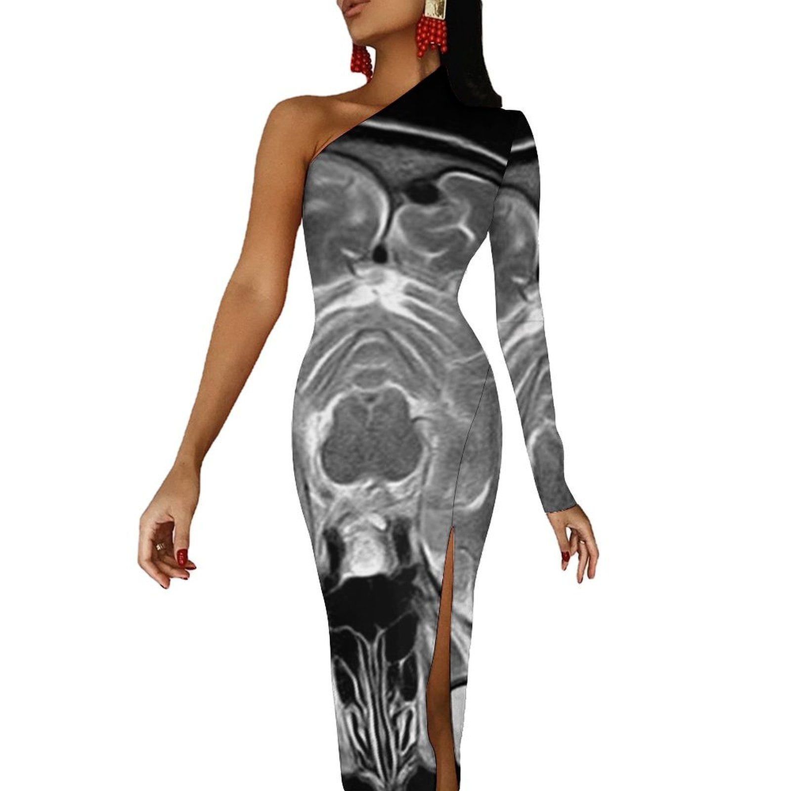 MRI of the Brain Half Dleeve Split Dress dresses for womens 2024 ...