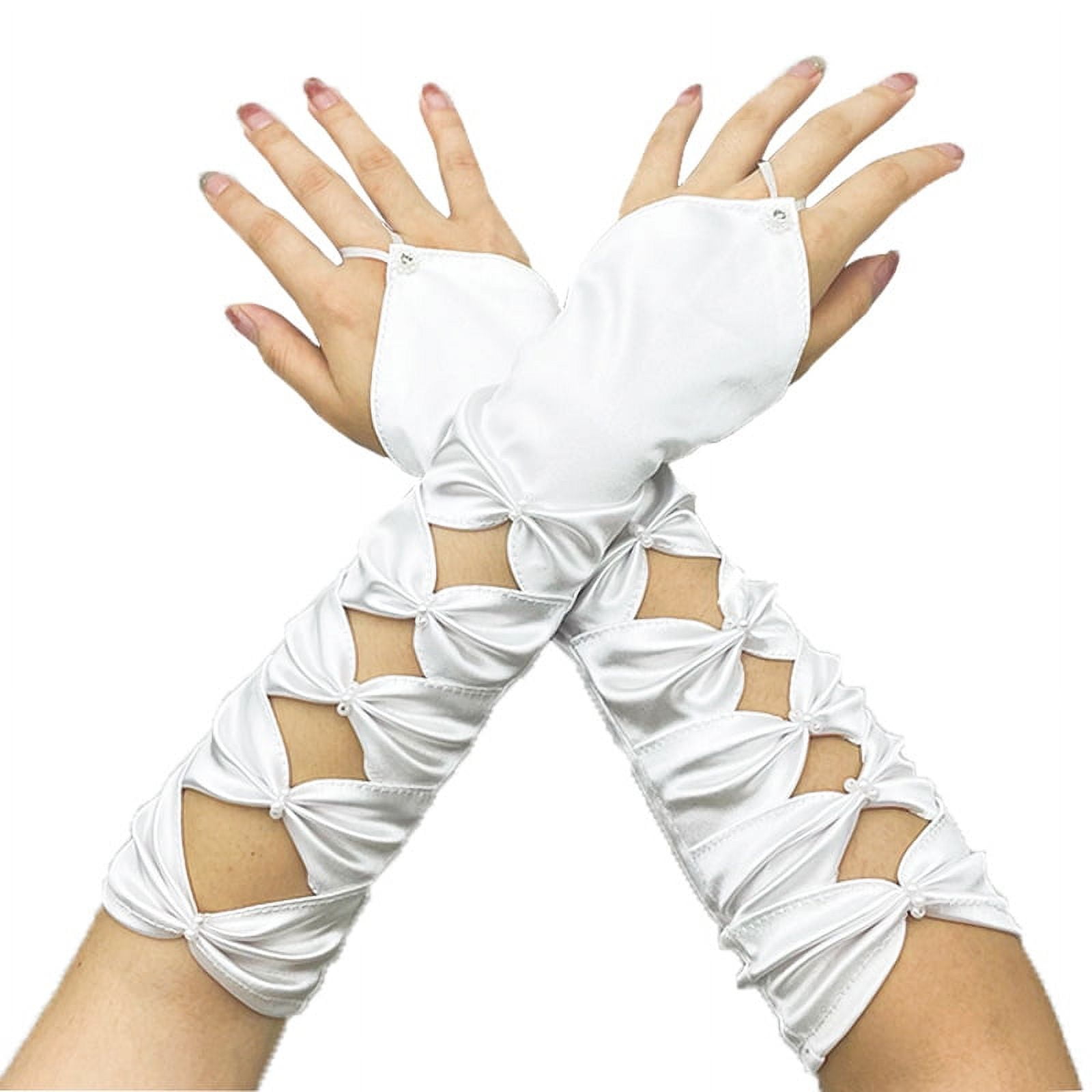 MRLESS 1 Pair Wedding Fingerless Stretchy Party Gloves Women's Wedding ...