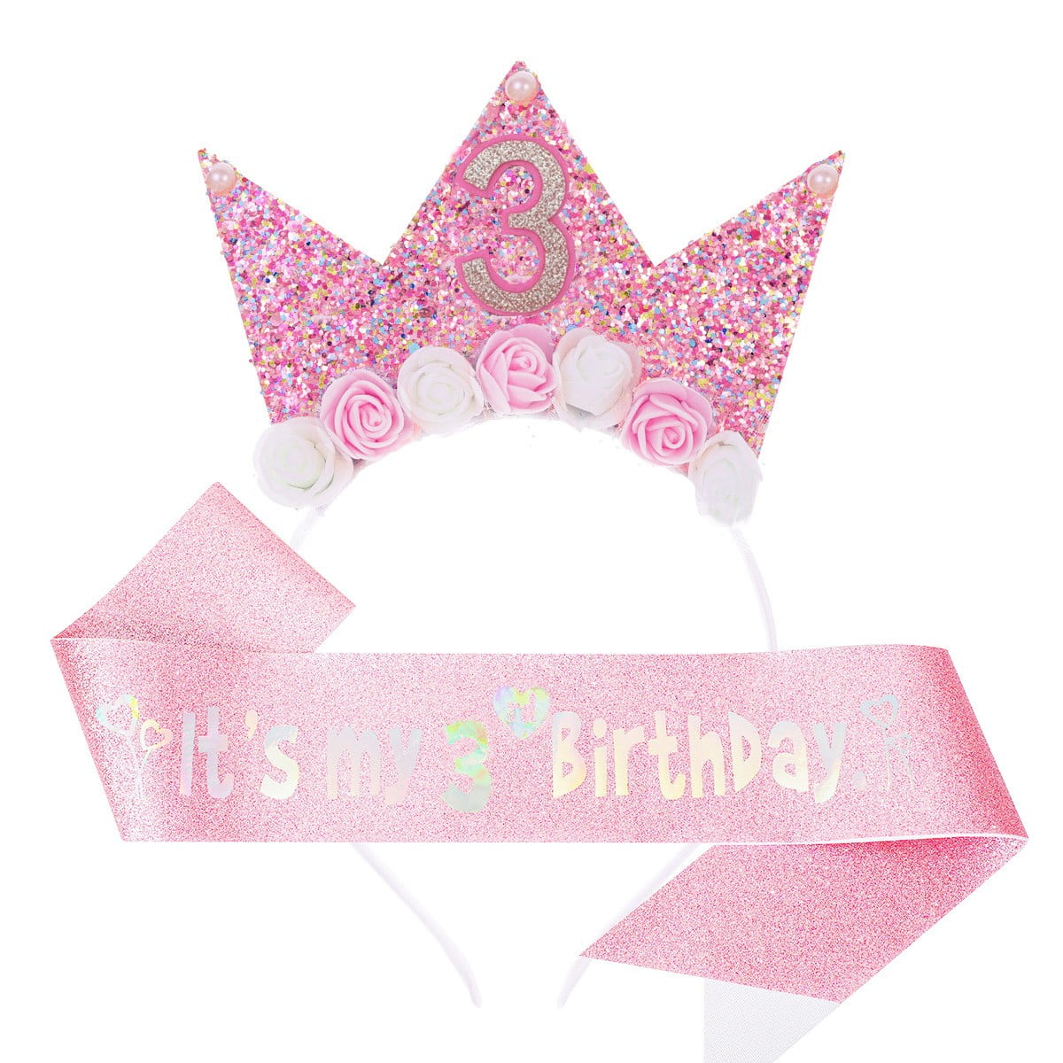 MRLESS 1 Set 3th Birthday Sash and Crown 3th Birthday Decorations 3th ...