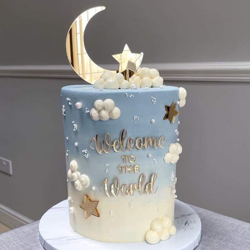 MRLESS Acrylic Moon and Star Cake Toppers Set for Shower, Birthday ...