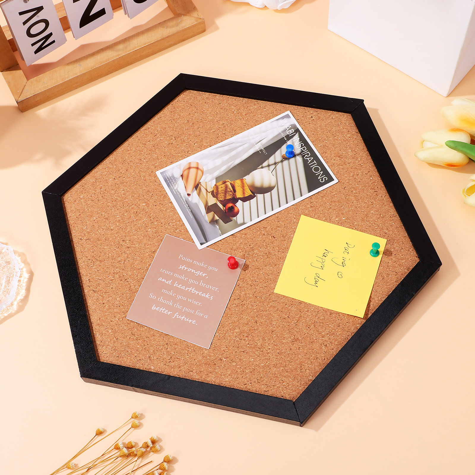 MRLESS 1 Set Cork Bulletin Board Hexagon Cork Board Picture Display ...
