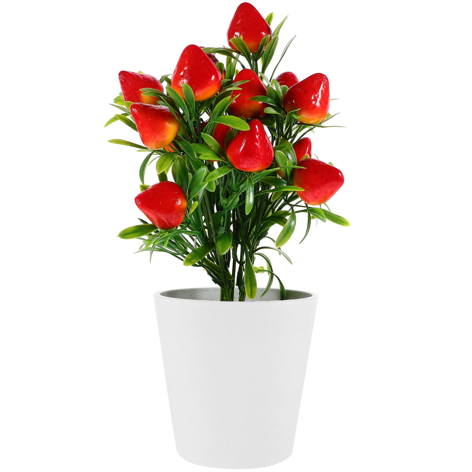 MRLESS Faux Strawberry Picks Set - Artificial Strawberries with Pot ...