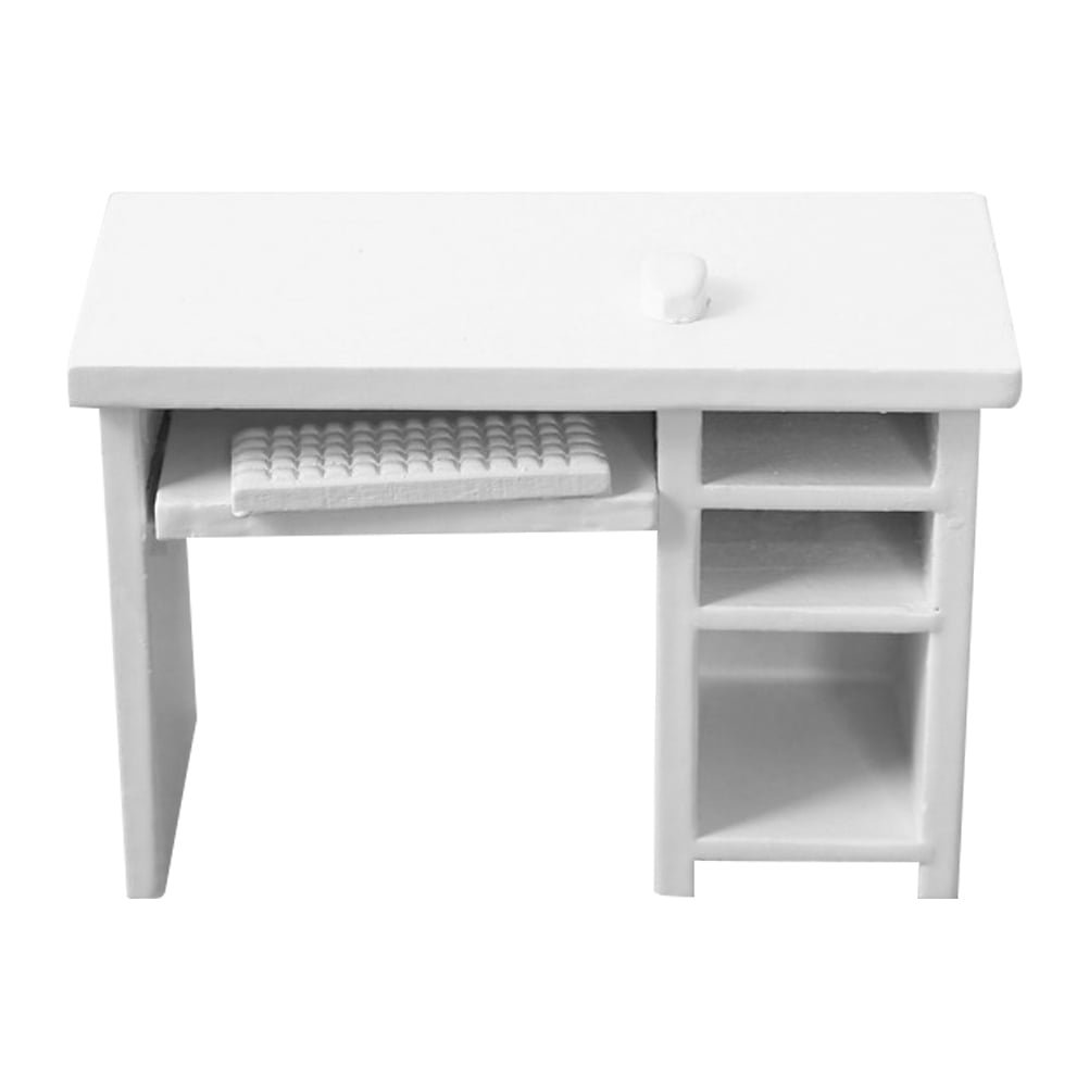 MRLESS 1 Set Miniature Computer Desk Office Table Model For Dollhouse ...