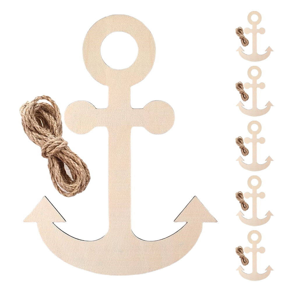 MRLESS 1 Set Wooden Anchor Ornaments Nautical Wood Cutouts For Ocean ...