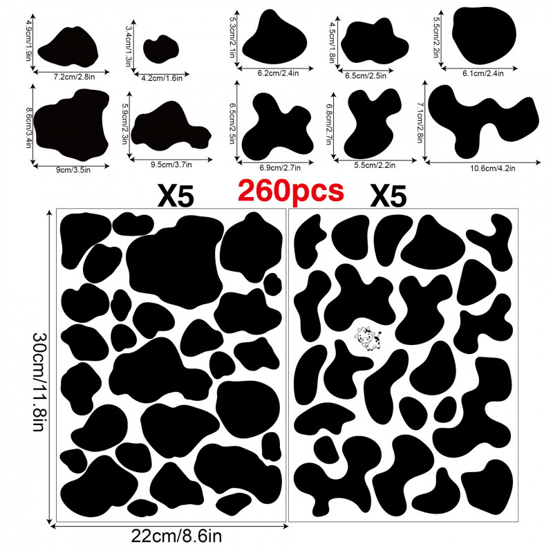 MRLESS 10 Sheets Cow Spot Pattern Wall Stickers For Classroom Removable ...