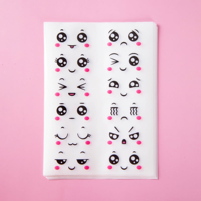 MRLESS 10 Sheets Cute Stickers Cartoon Face Expression Stickers with ...