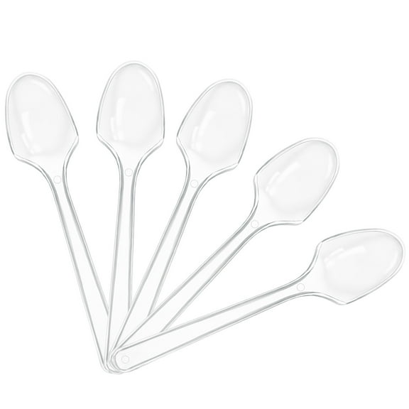 Great Value Disposable Clear Plastic Spoons, 100 Count, Easy to Store ...