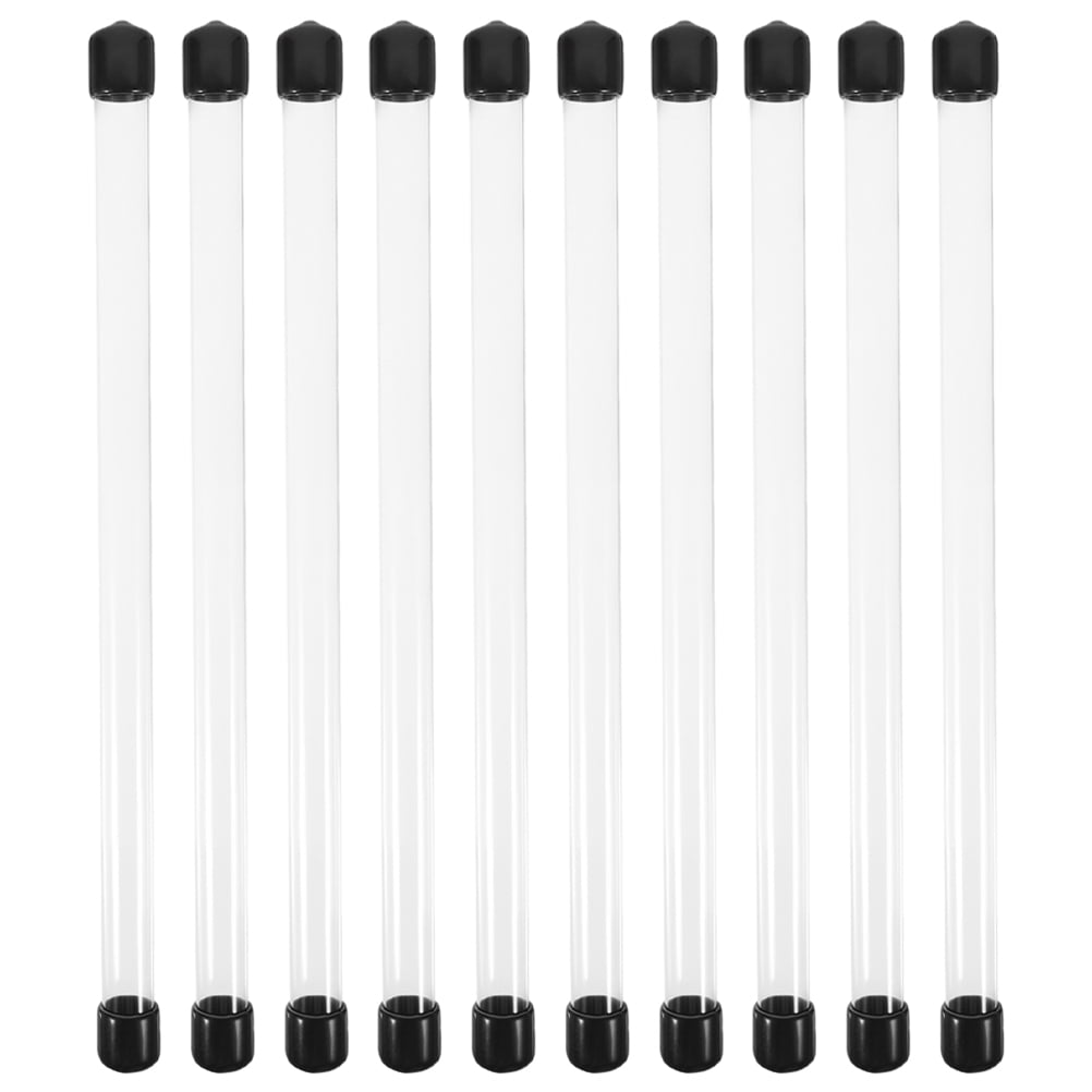 MRLESS 10pcs Clear Rigid Tube Round Plastic Tubing With Black Caps ...