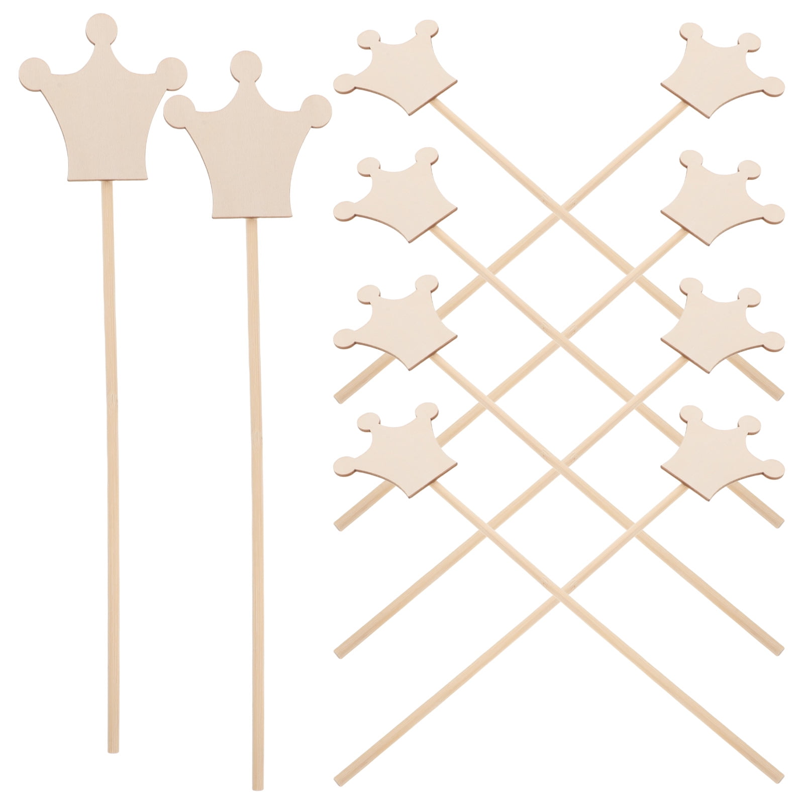 MRLESS 10pcs Crown Shaped Wooden Princess Wands DIY Crafts For Children ...