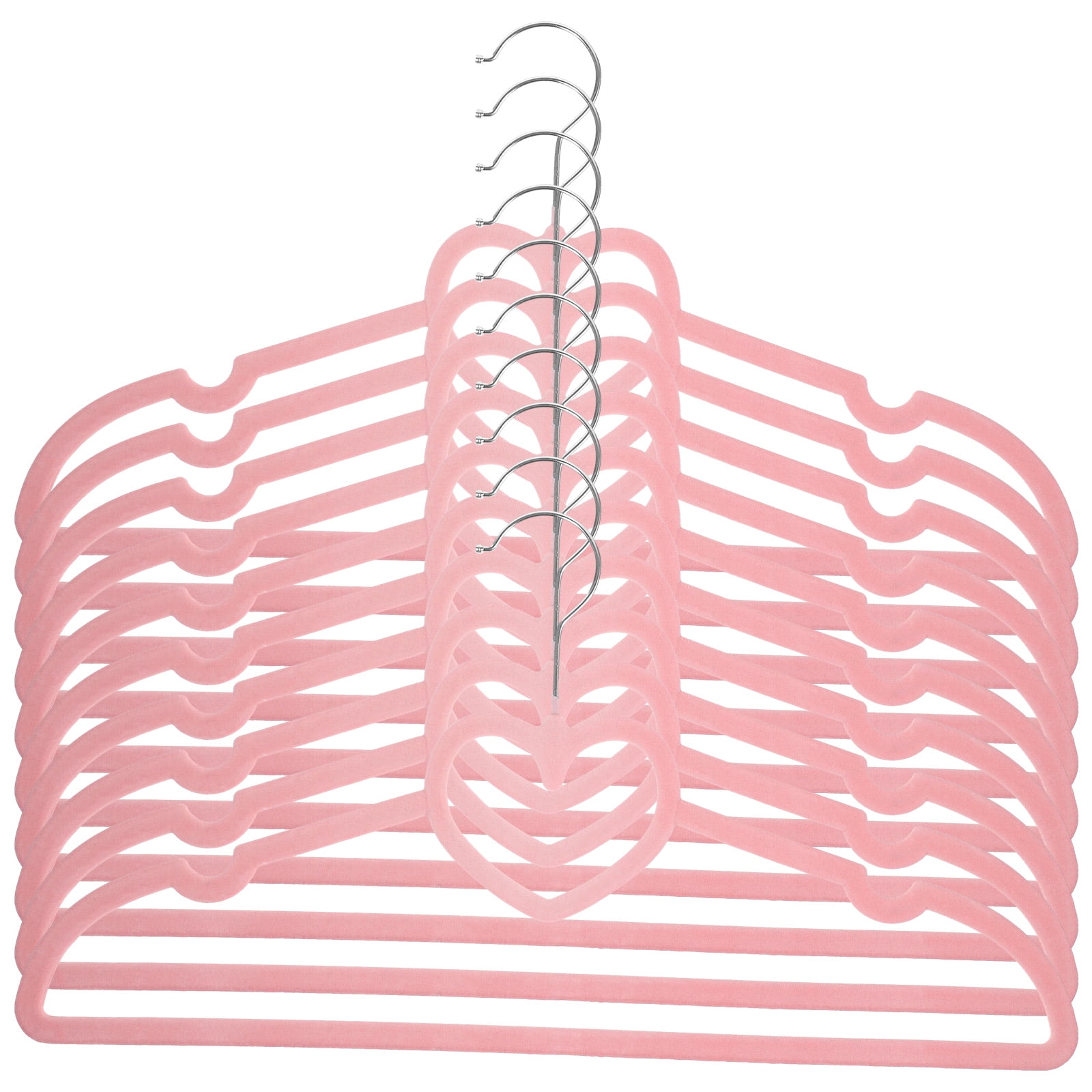 MRLESS 10-Pack Heart Shaped Velvet Hangers with Non- and 360° Swivel ...