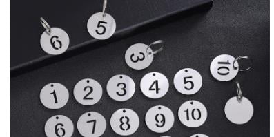 MRLESS 10pcs Number Key Tags Round Metal Number Tags Stainless Steel ...