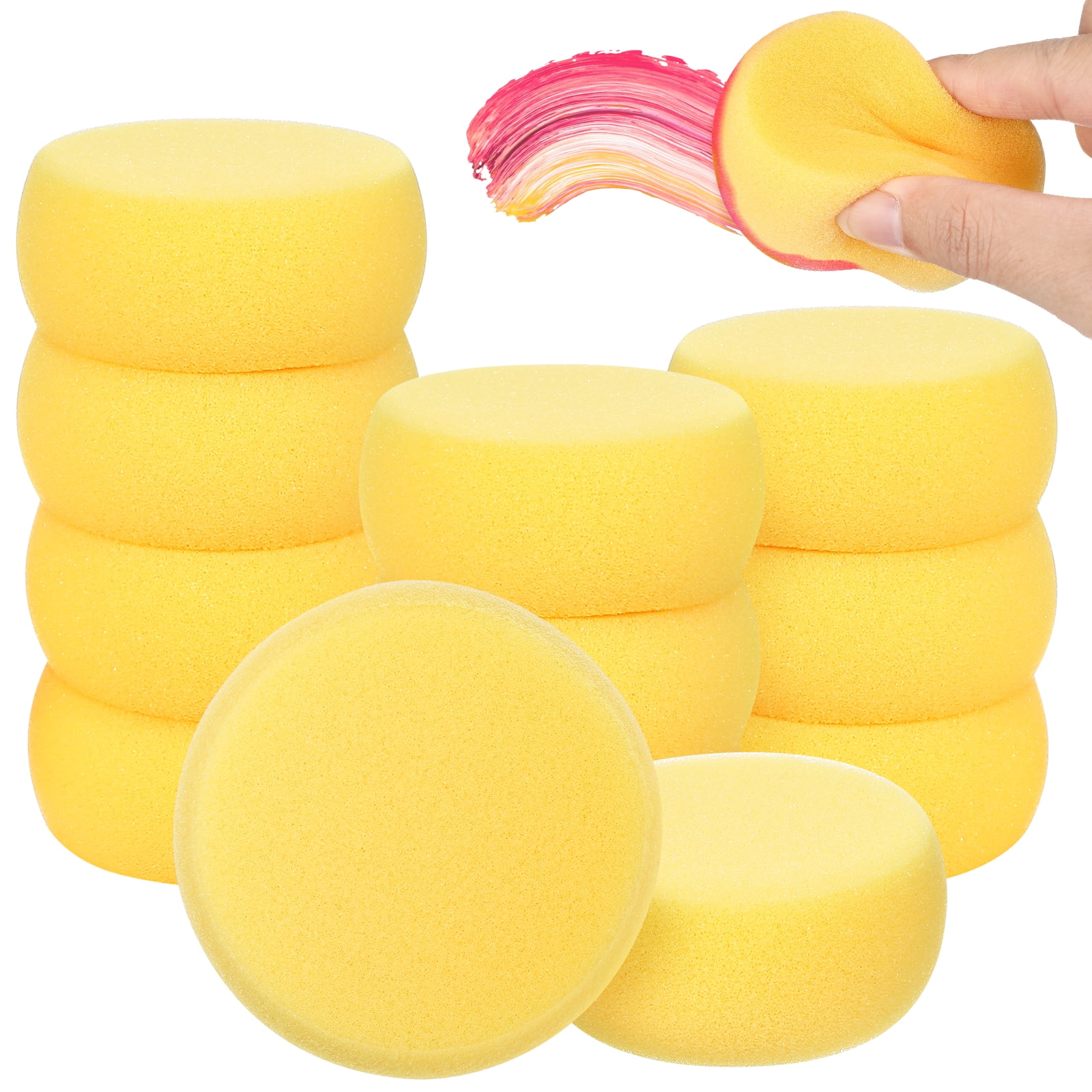 NUTEDOM 12 Small Round Yellow Foam Sponges for Painting and Crafts ...