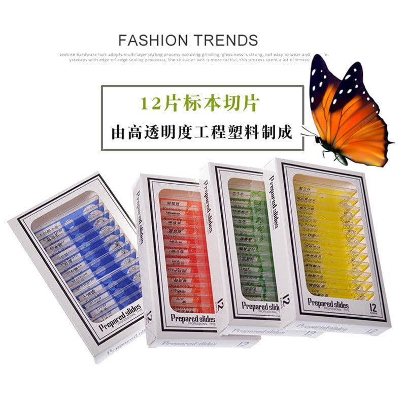 MRLESS 12pcs Prepared Plastic Microscope Slides For Kids Microscope ...
