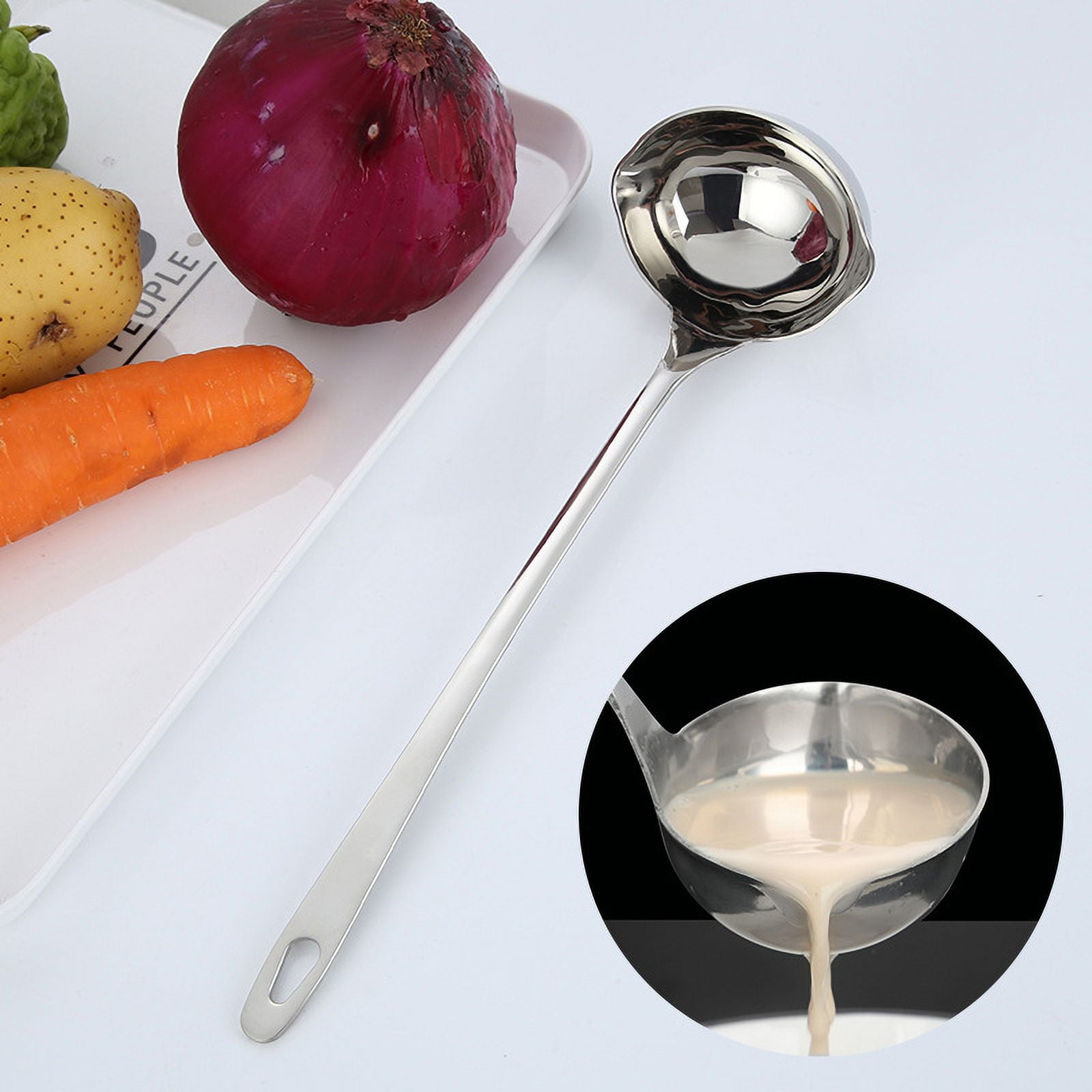 MRLESS Set of 2 Stainless Steel Soup Ladles with Double Spouts and ...