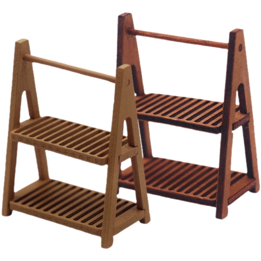 MRLESS 2Pcs Wooden Mini Shelves 3-Tier Storage Plant Stand Home Decor ...