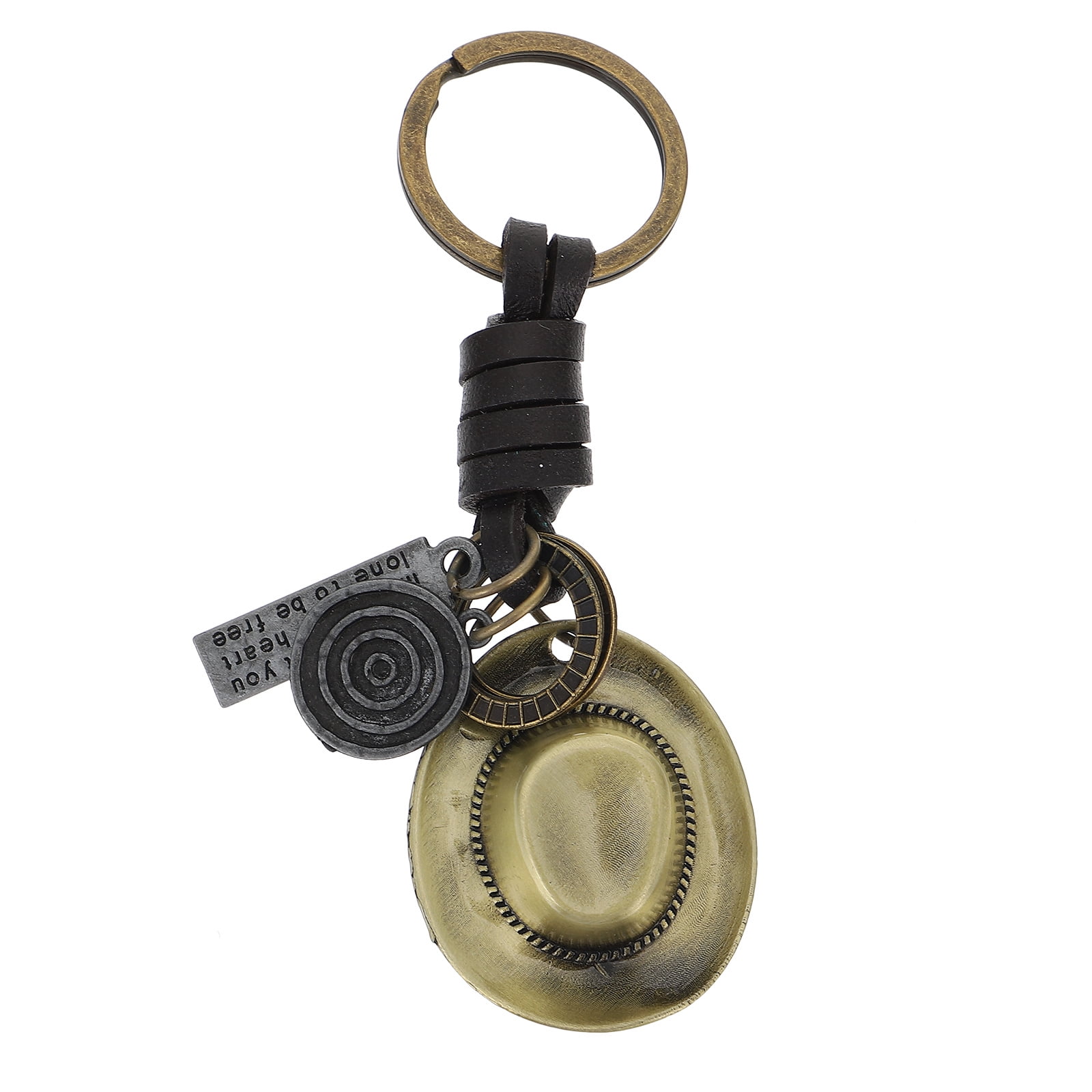 MRLESS 2pcs Artificial Leather Keychain Retro Hat Design Keychain Car ...